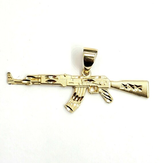 14k Yellow Gold AK-47 Machine Gun Military Rifle Pendant Charm | Etsy