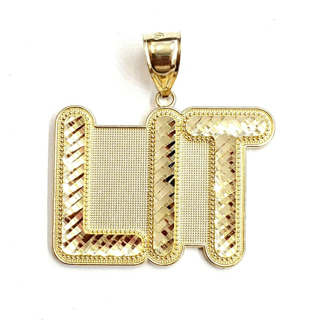 New 10k Yellow Gold LIT Word Pendant Charm Diamond Cut Fine Jewelry 6 ...