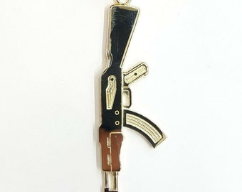 14k Yellow Gold AK-47 Machine Gun Military Rifle Pendant Charm | Etsy