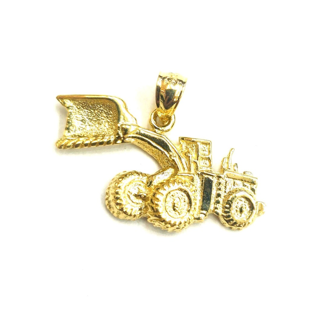 14k Yellow Gold Bulldozer Loader Truck Car Pendant Charm Gift Fine ...
