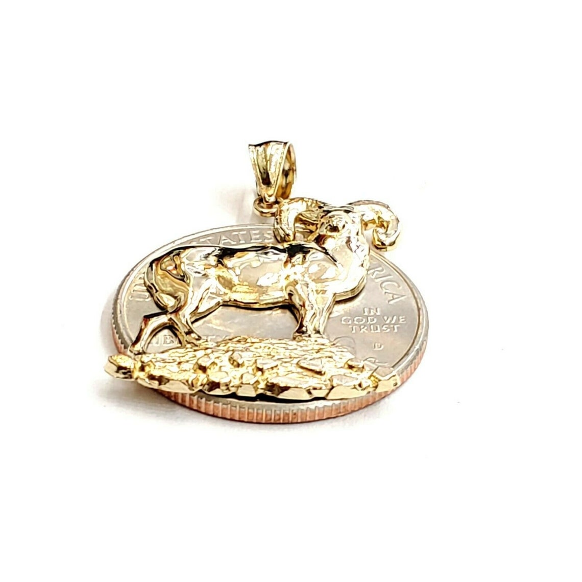 14k Yellow Solid Gold Ram Aries Zodiac Sign Charm Pendant Fine - Etsy