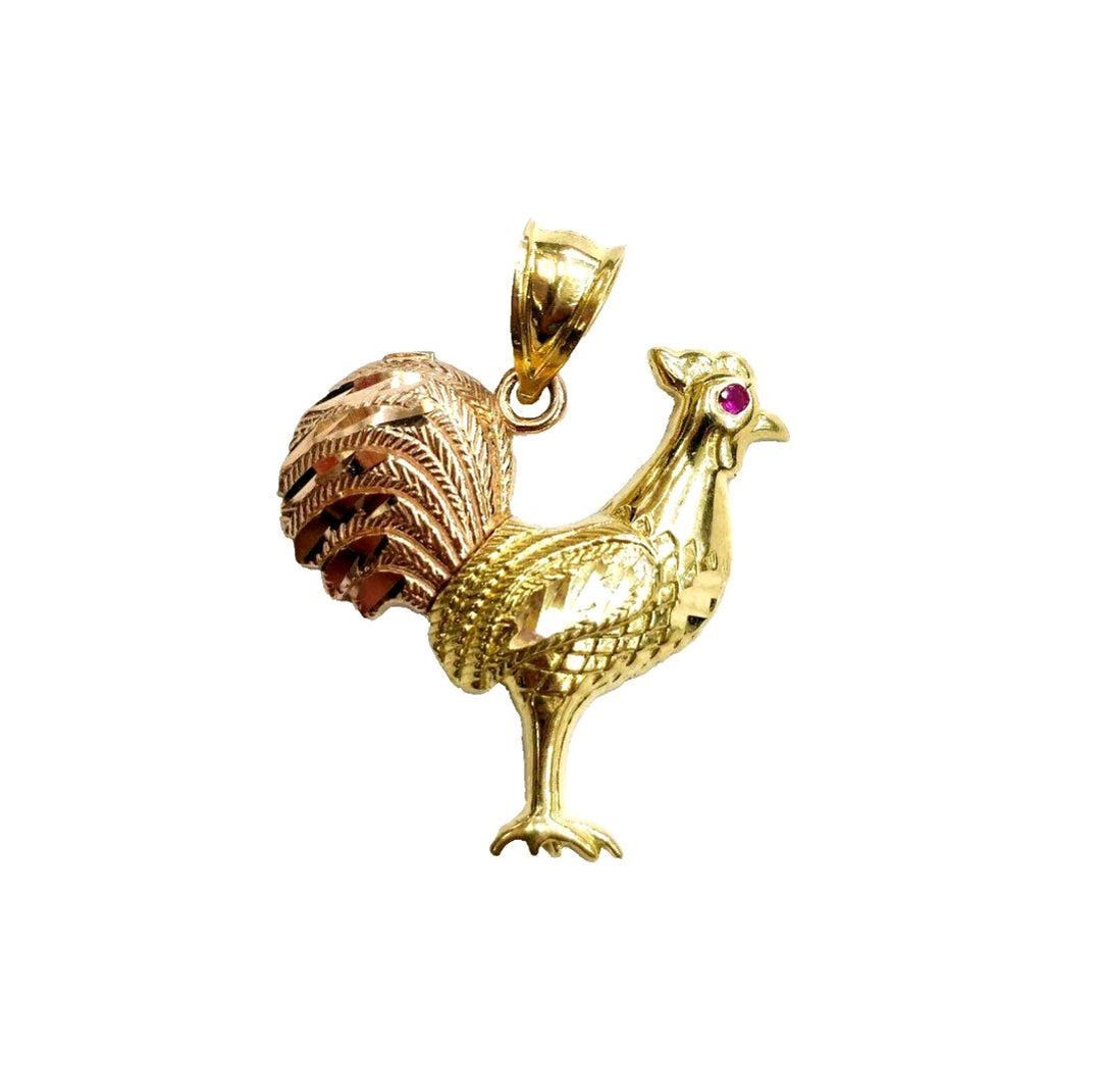 New 10k Gold Rooster Chicken Bird Pendant Charm Gift Fine Jewelry ...