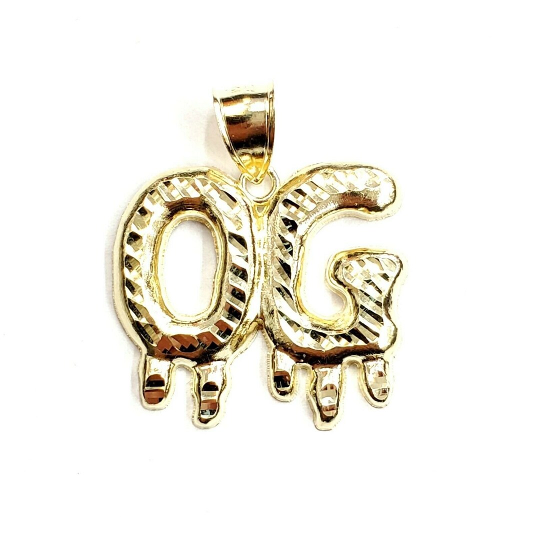 10k Yellow Gold OG Original Gangster Word Pendant Diamond Cut Fine ...