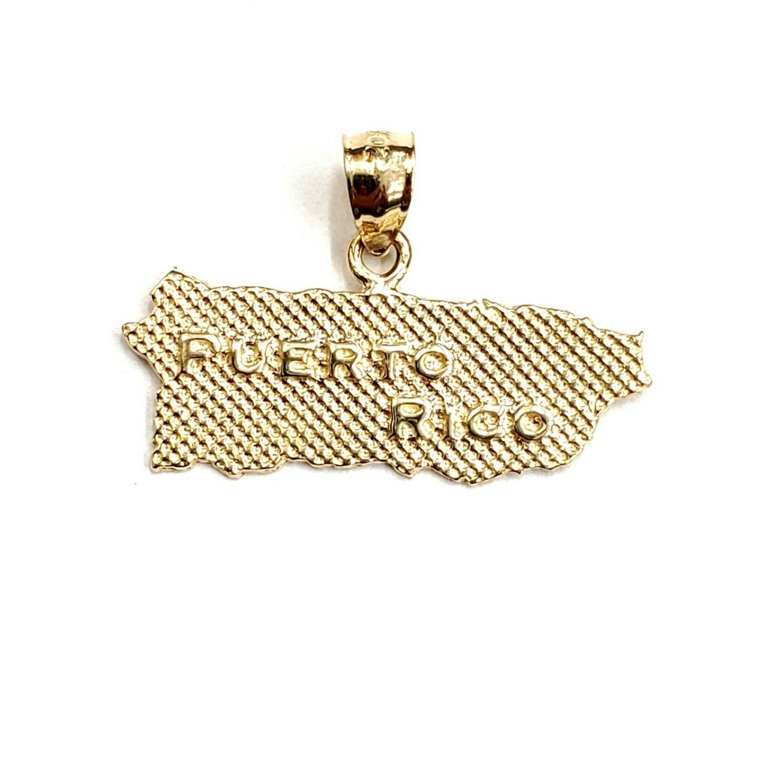 New 14k Yellow Gold Puerto Rico Outline Map Pendant Charm Fine Gift ...