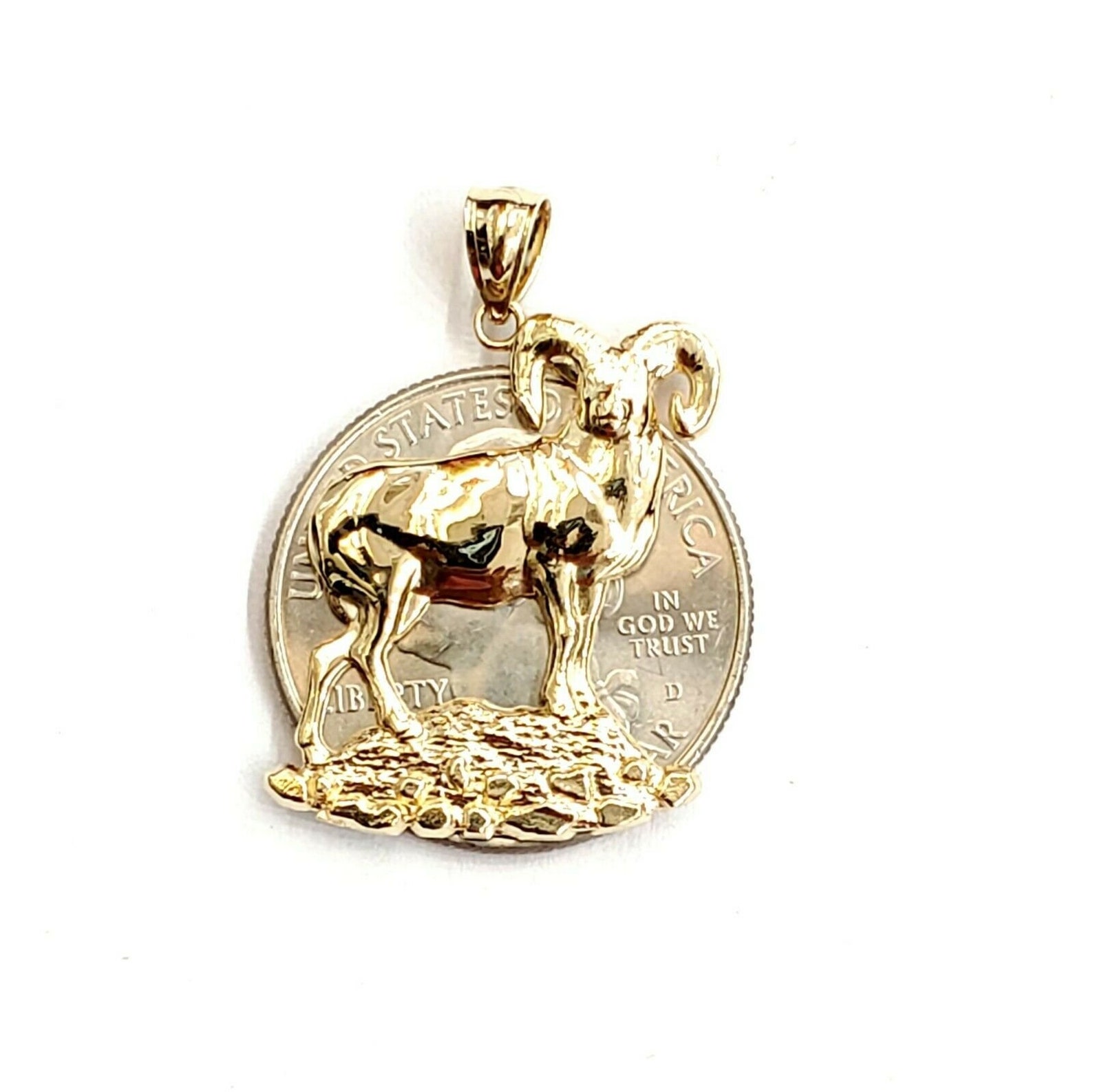 14k Yellow Solid Gold Ram Aries Zodiac Sign Charm Pendant Fine - Etsy