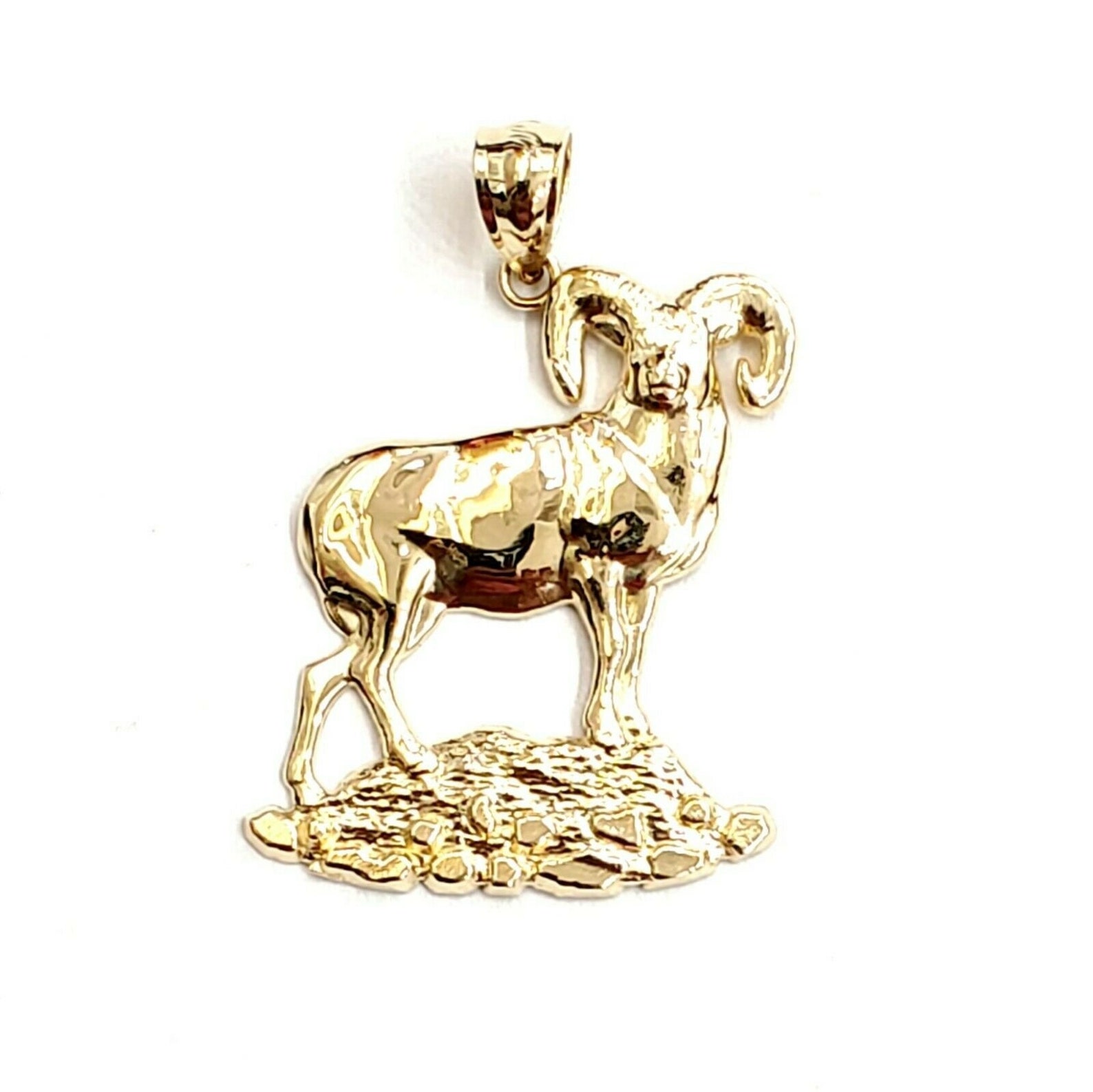 14k Yellow Solid Gold Ram Aries Zodiac Sign Charm Pendant Fine - Etsy