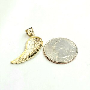 10k Yellow Gold Single Angel Wing Pendant Diamond Cut Unisex Fine ...