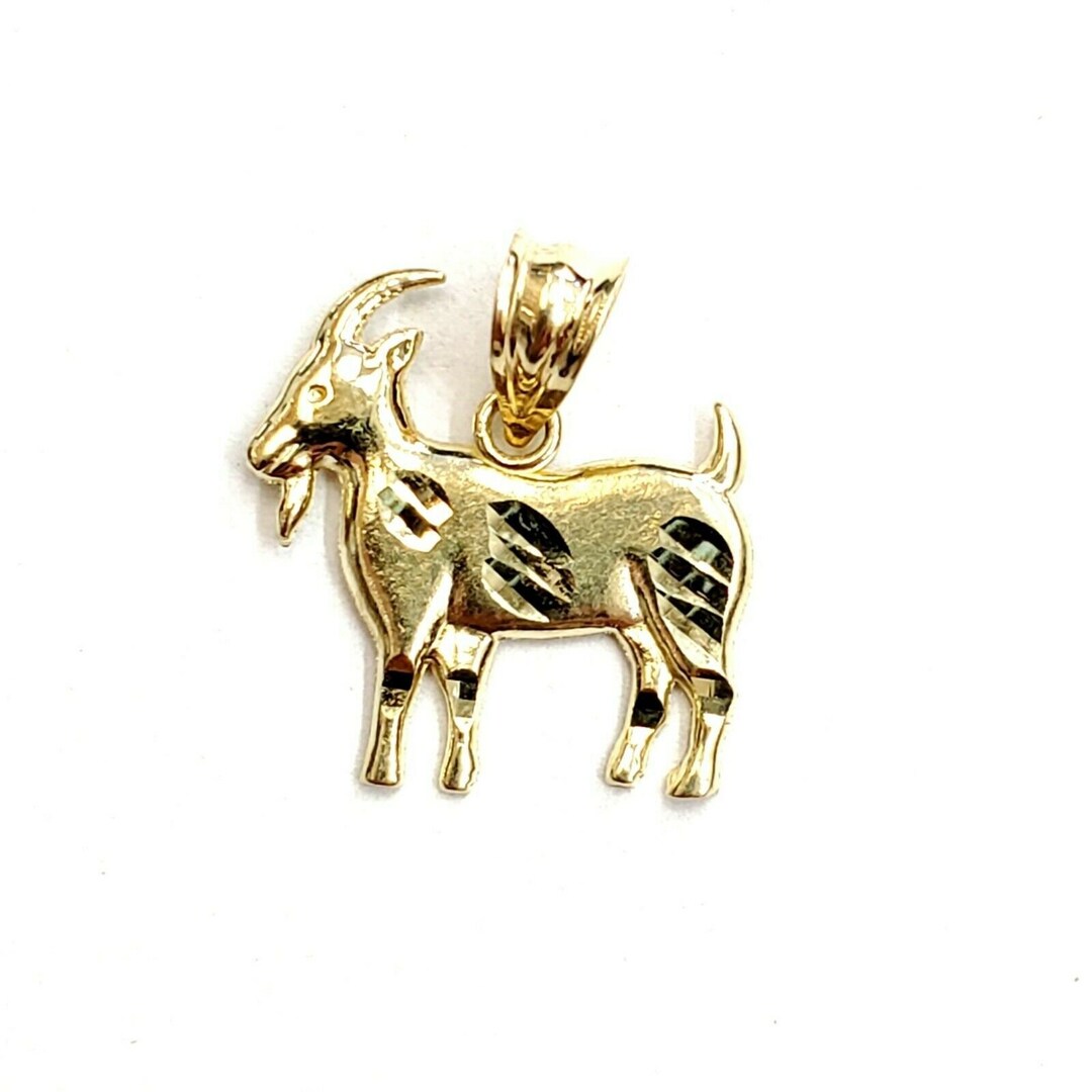 New 10k Yellow Gold Tiny Goat Pendant Charm Diamond Cut Animal - Etsy