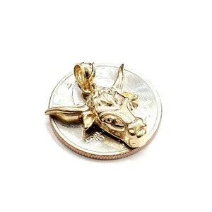 New 14k Yellow Gold Taurus Bull Head Zodiac Pendant Charm Fine - Etsy