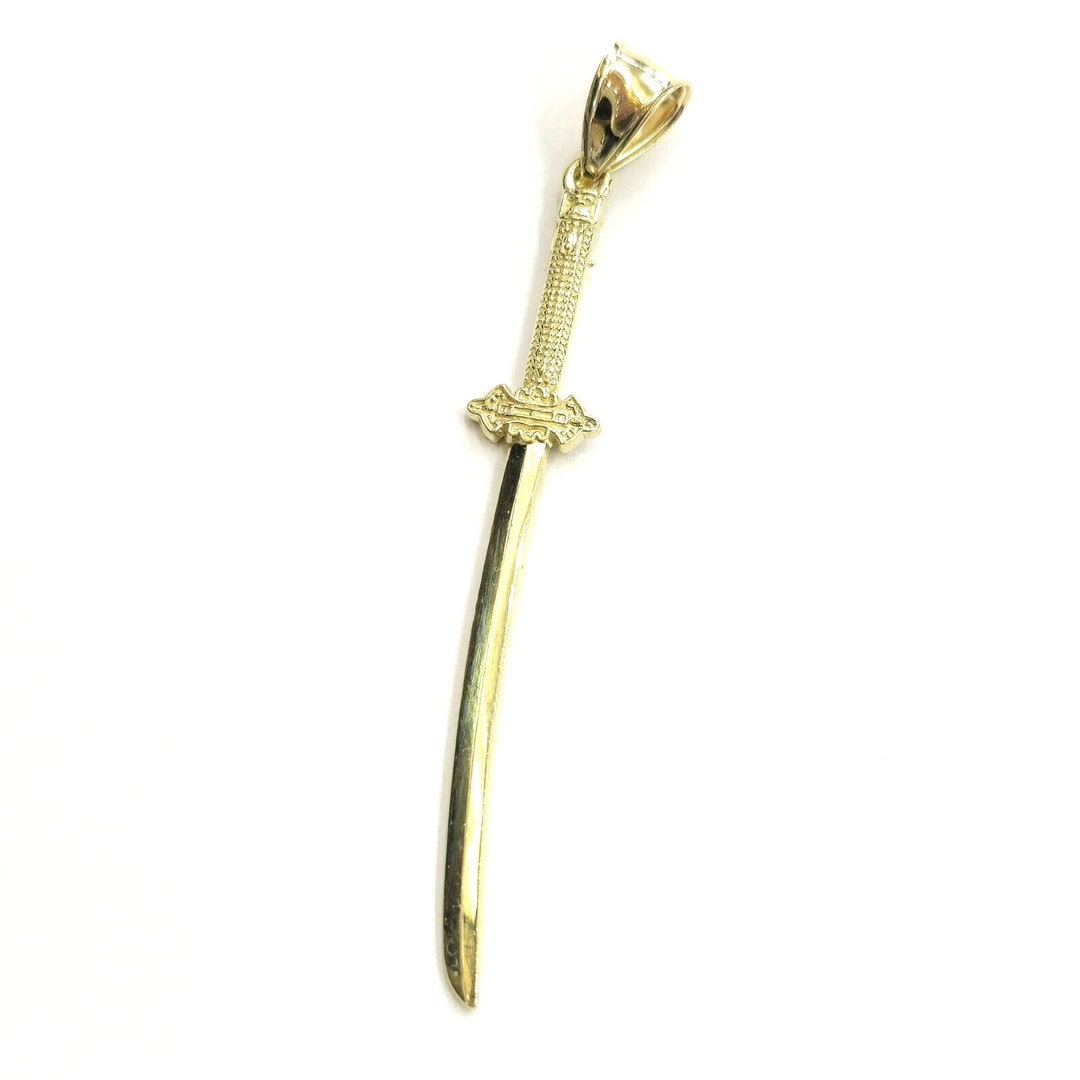 New 10k Yellow Gold 3D Solid Sword Pendant Charm Unisex Gift Fine ...