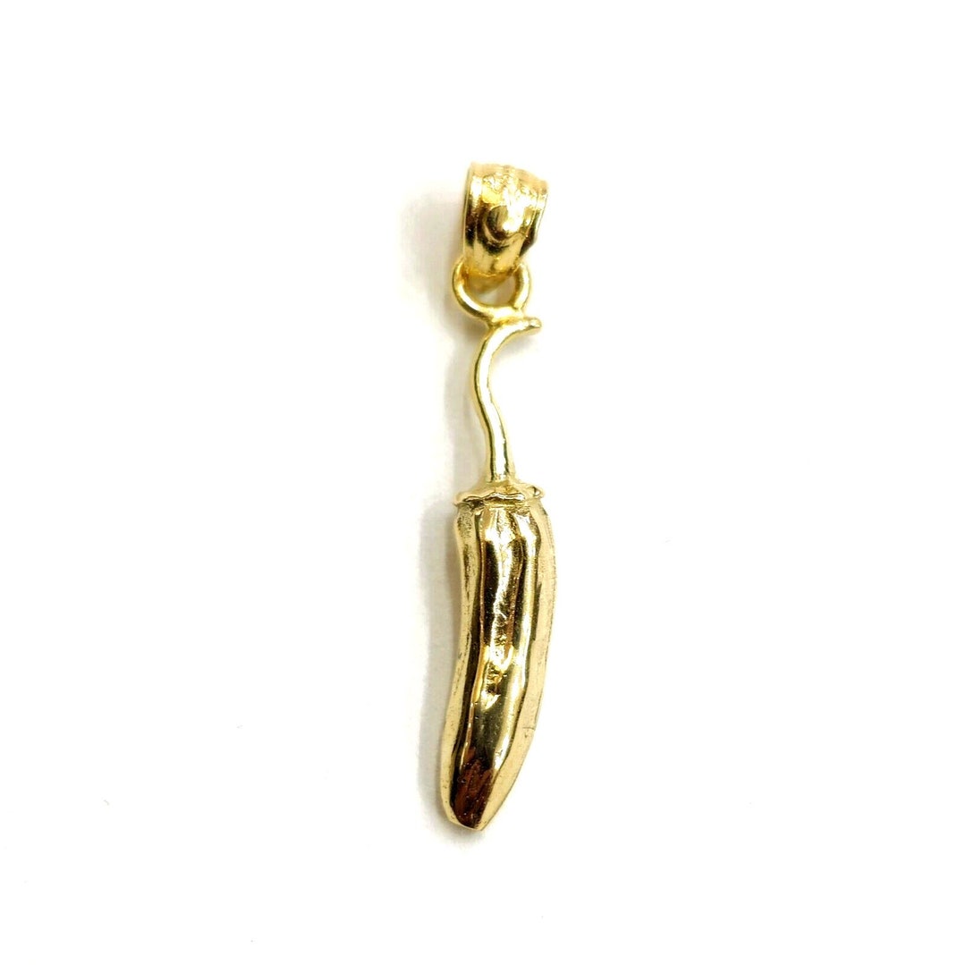 14k Yellow Gold Tiny Chili Hot Pepper Jalapeño Pendant Charm Fine ...