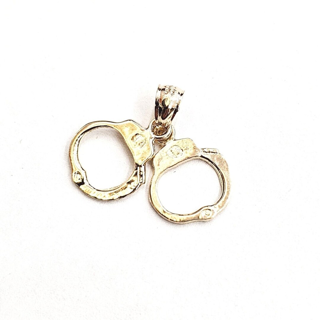 New 14k Yellow Gold 3D Handcuffs Pendant Charm Dangling Gift Fine ...