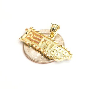 New 10k Yellow Gold Puerto Rico Outline Map Pendant Charm Gift Fine ...