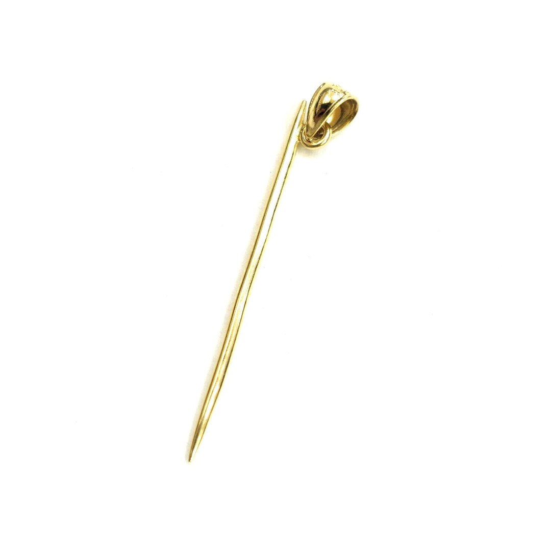 14k Yellow Gold Solid 3D Toothpick Pendant Charm Unisex Gift Fine ...
