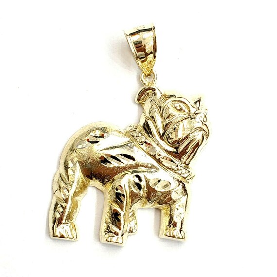 10k Yellow Gold Bulldog Full Body Pendant Charm Diamond Cut - Etsy