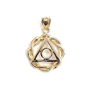 New 14k Yellow Gold Sobriety Symbol Recovery Medal Circle Triangle ...