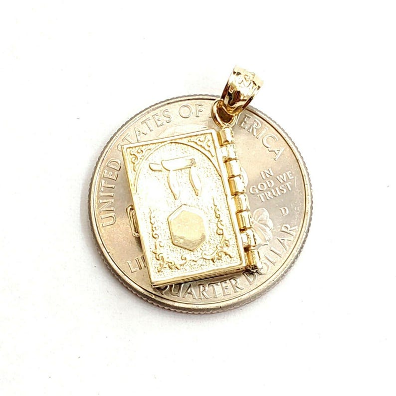 14k Yellow Gold Ten Commandments Book Star of David Chay Jewish Pendant ...