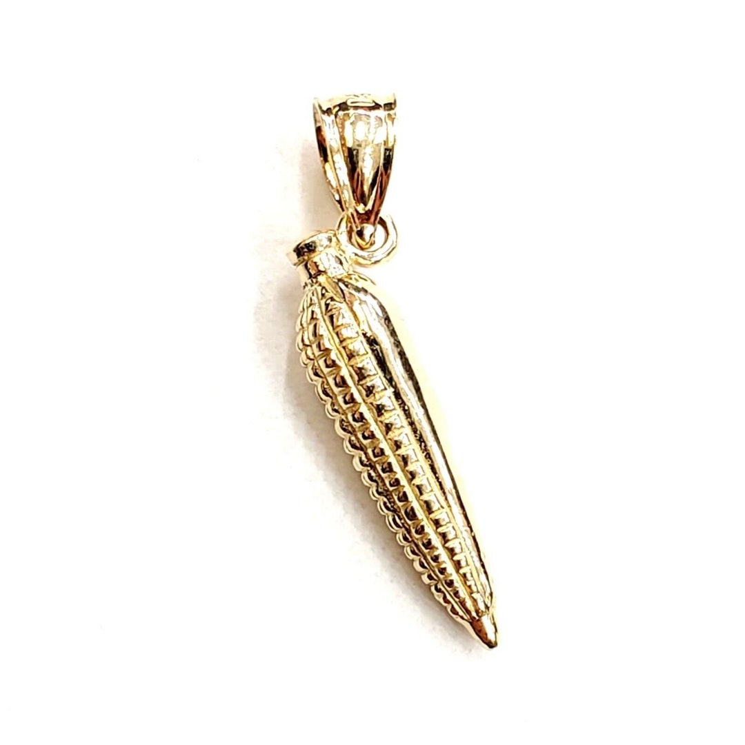 New 14k Yellow Gold 3D Corn Maiz Fruit Grain Pendant Charm Fine Jewelry ...