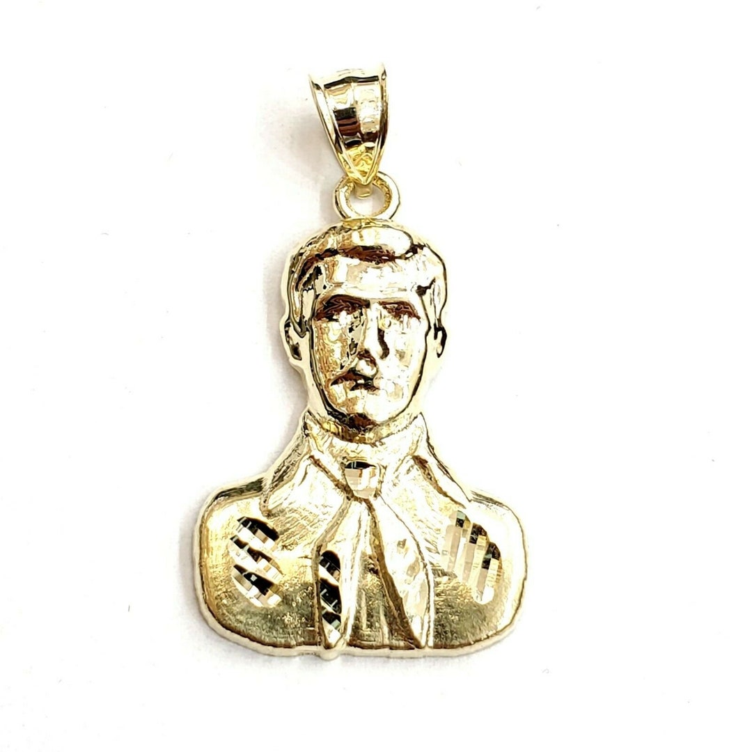 10k Yellow Gold Jesus Malverde Narco Saint Sinaloa Pendant Charm Fine ...