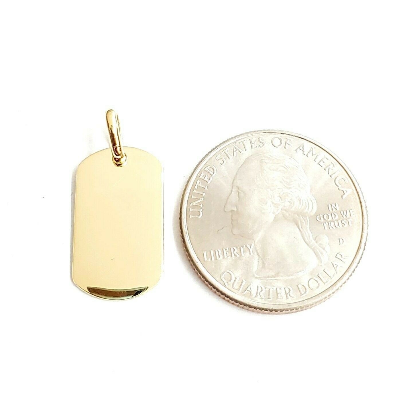 New 14k yellow Gold solid tiny dog tag name tag Pendant charm | Etsy