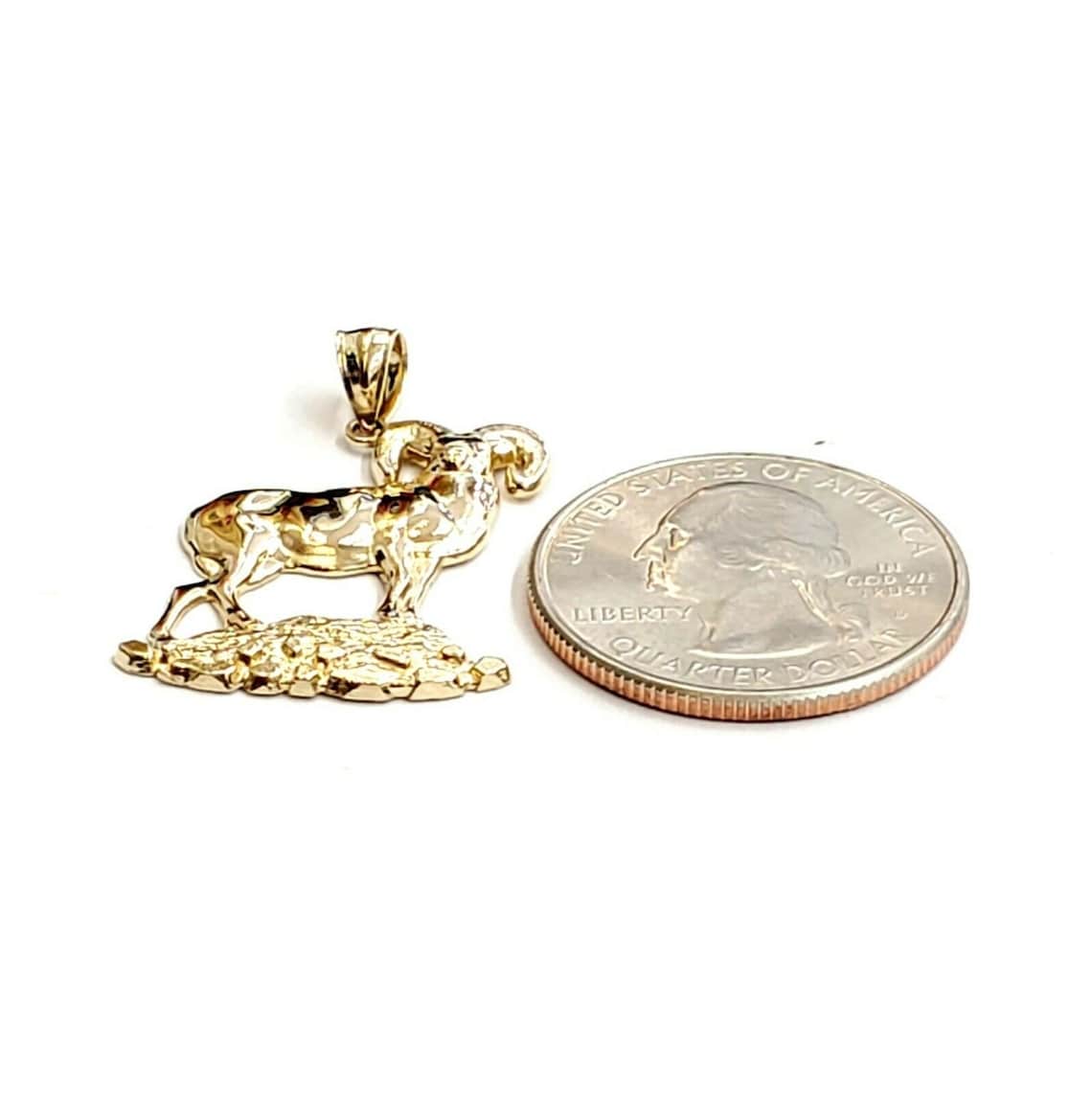 14k Yellow Solid Gold Ram Aries Zodiac Sign Charm Pendant Fine - Etsy