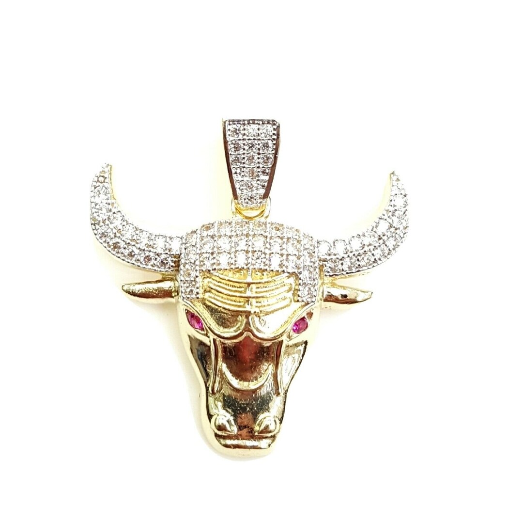 14k Yellow Gold Taurus Bull Zodiac Pendant Cubic Zirconia Fine Jewelry ...
