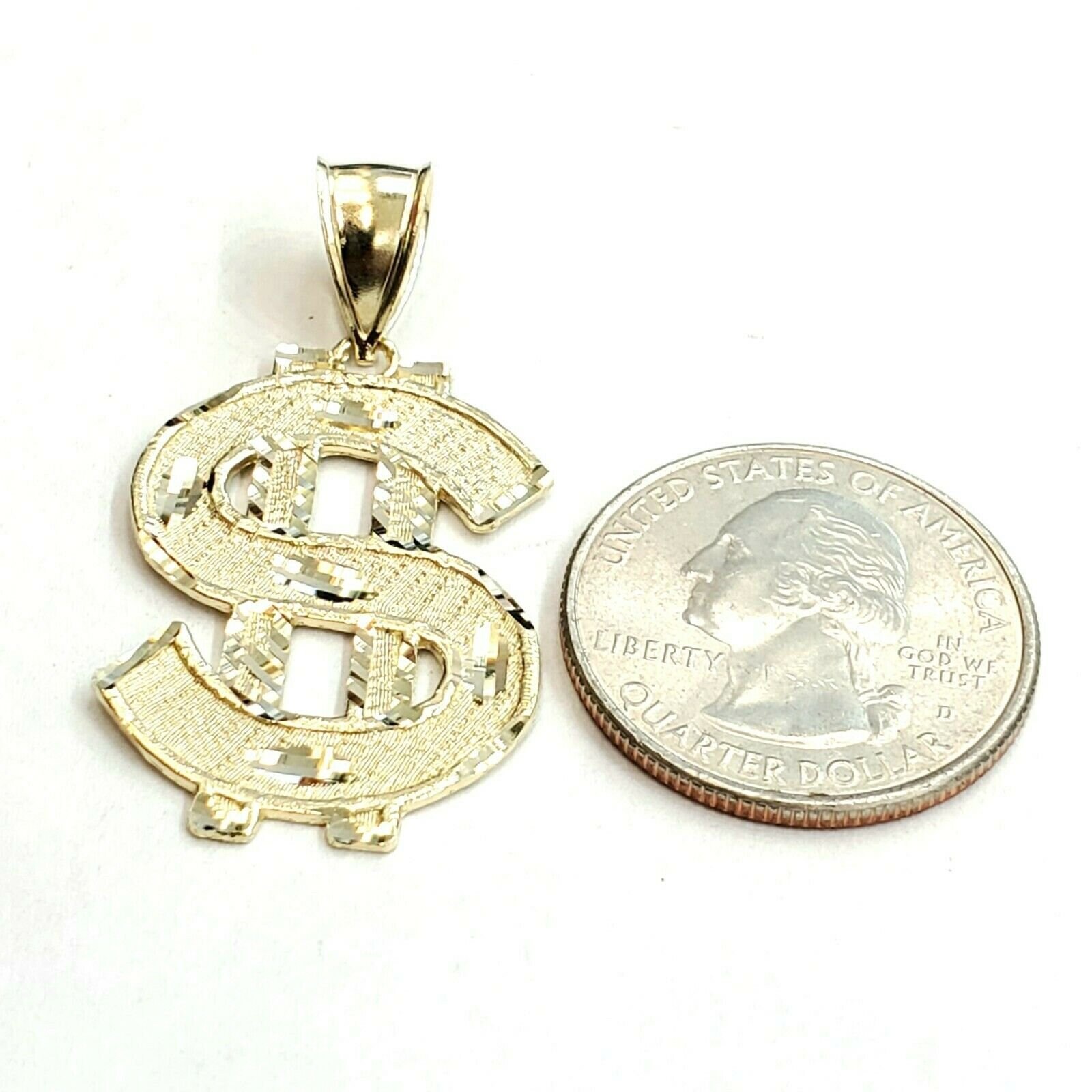 New 10k Yellow Gold Dollar Sign Diamond Cut Unisex Lucky | Etsy