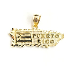 New 10k Yellow Gold Puerto Rico Outline Map Pendant Charm Gift Fine ...