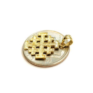 14k Yellow Gold Jerusalem Cross Medal Pendant Charm Religious Fine ...