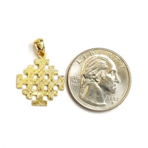14k Yellow Gold Jerusalem Cross Medal Pendant Charm Religious Fine ...