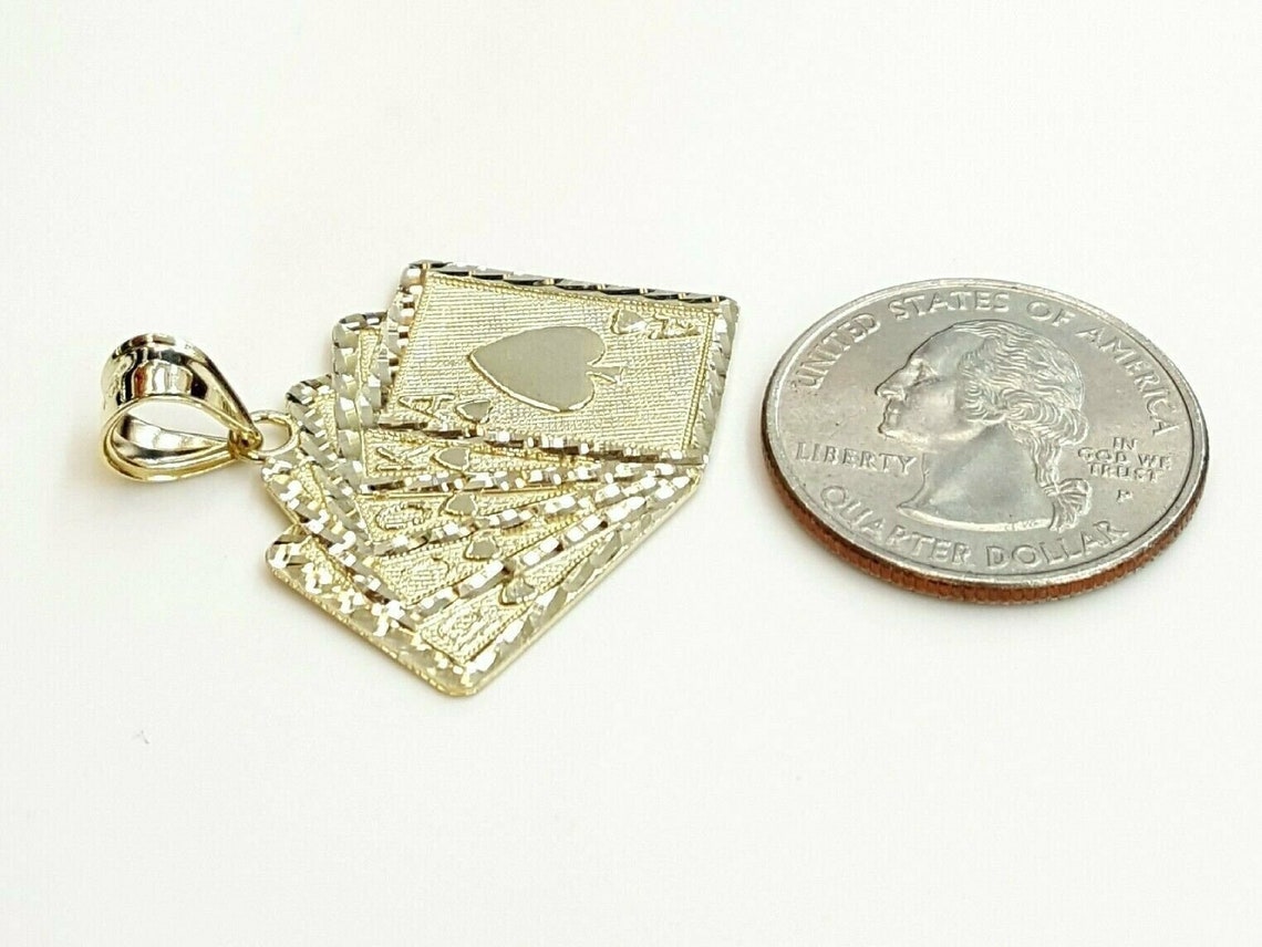 10k Yellow Solid Gold Playing Card Pendant Charm Casino Fine Jewelry ...