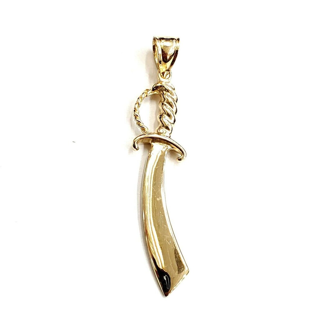 New 14k Yellow Gold Solid Sword Machete Pendant Charm Gift Fine Jewelry ...