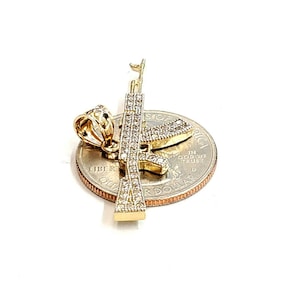 14k Yellow Gold AK-47 Machine Gun Rifle Pendant Fine Jewelry Cubic ...