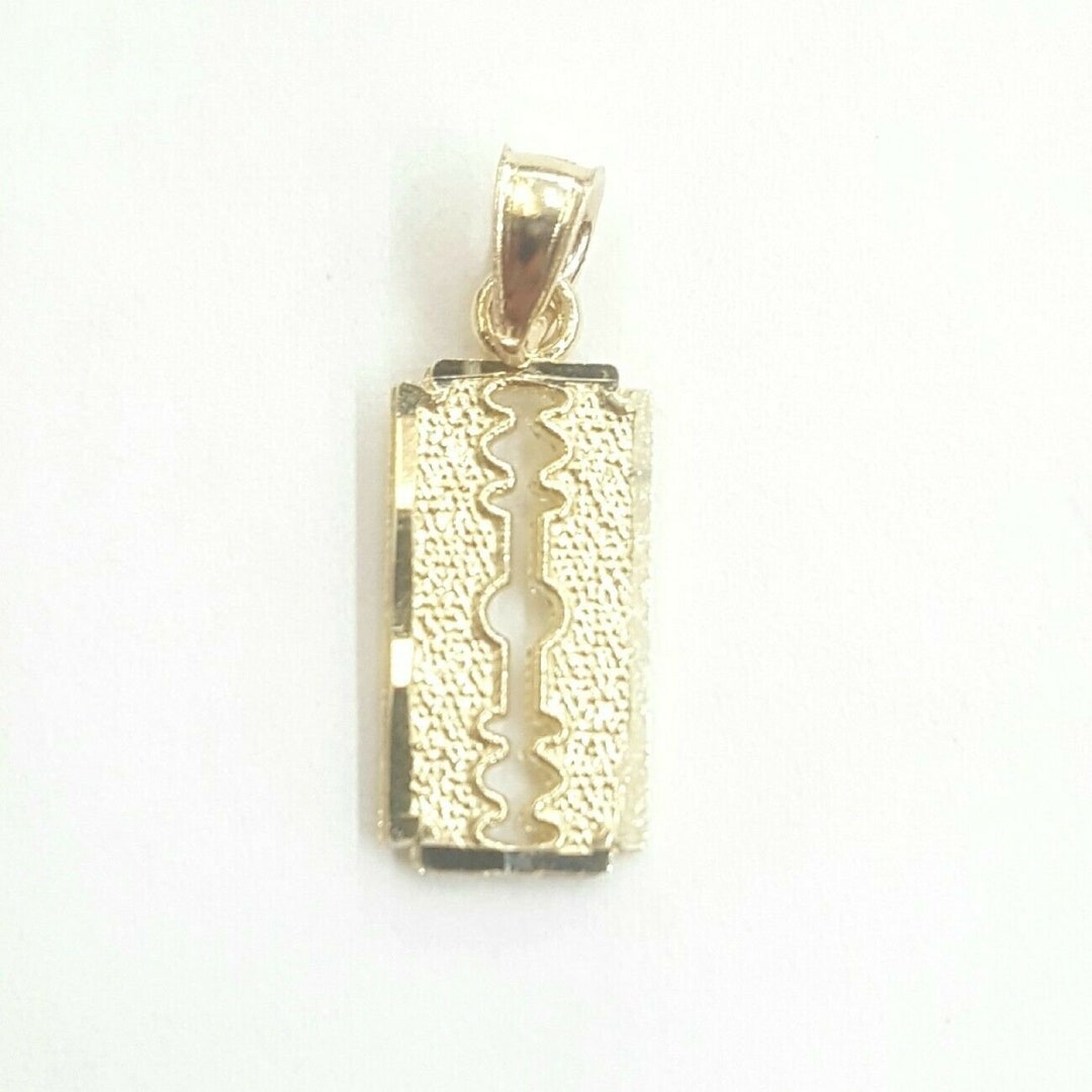 14k Yellow Gold Tiny Razor Blade Pendant Charm Fine Jewelry Gifts ...