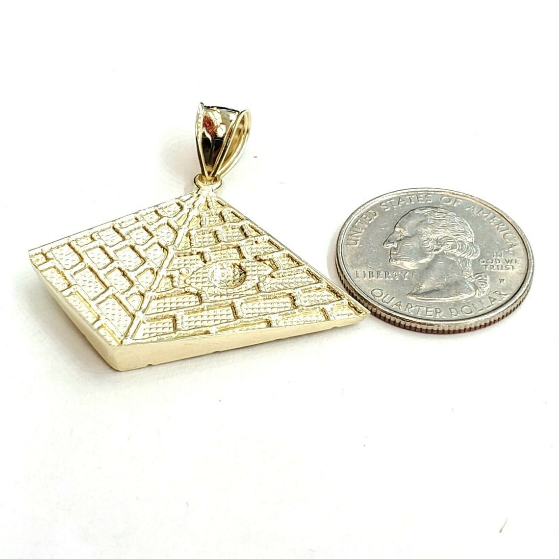 10k Yellow Solid Gold Egyptian Pyramid Eye Pendant Diamond Cut - Etsy