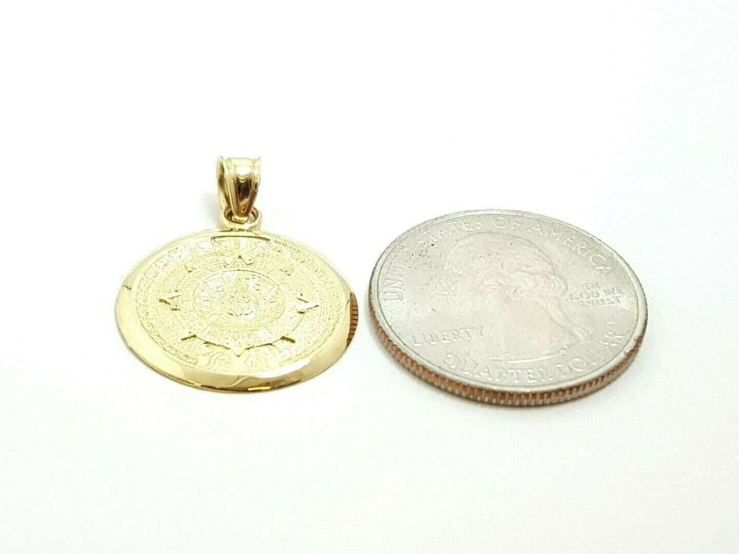 14k yellow solid Gold Aztec Mayan sun calendar pendant fine | Etsy