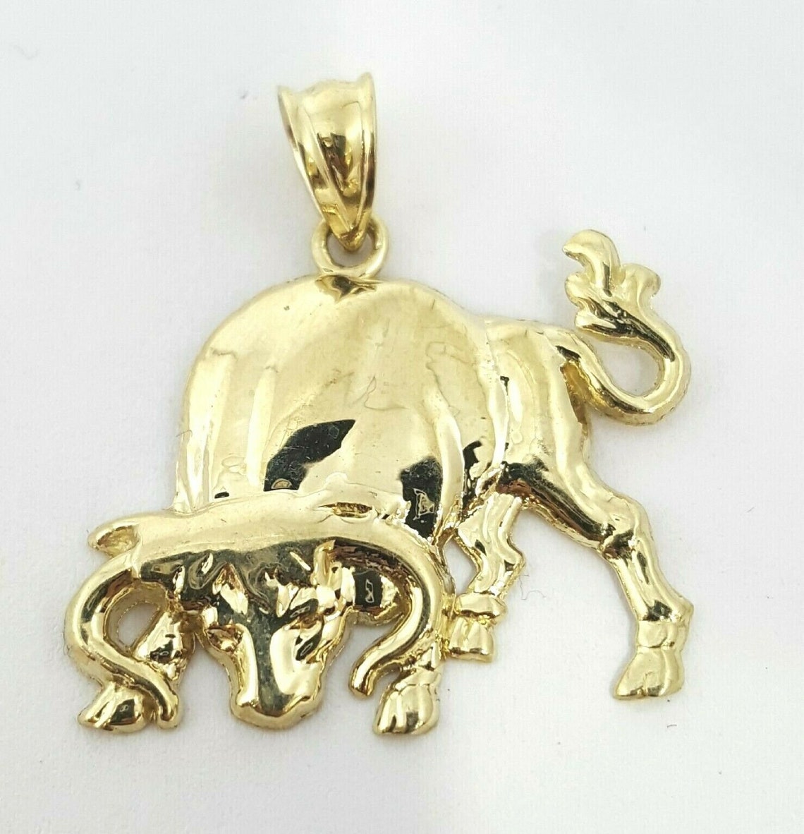 10k yellow solid Gold taurus bull zodiac Pendant charm fine | Etsy