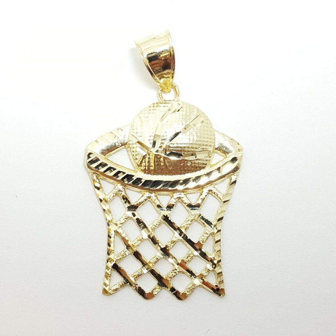 10k Yellow Gold Basketball Net Hoop Pendant Charm Sport Fine Gift ...