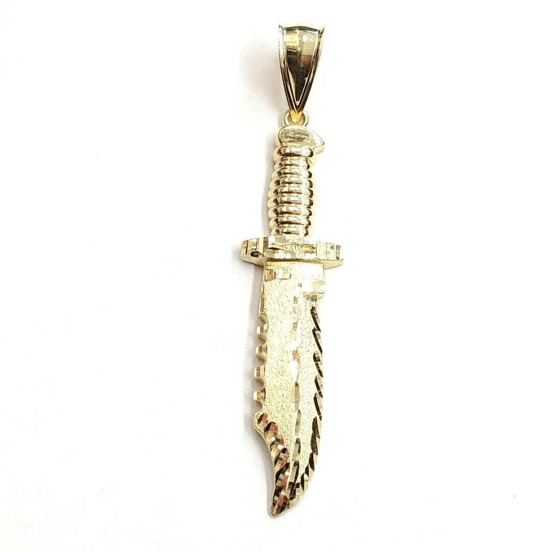 New 10k Yellow Gold Dagger Knife Pendant Charm Fine Gift - Etsy