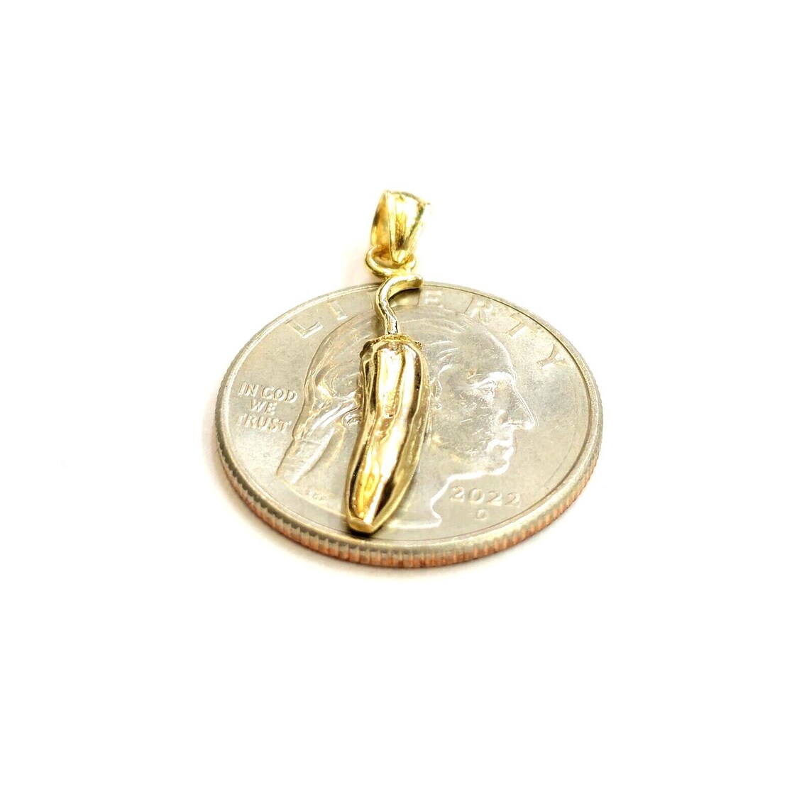 14k Yellow Gold Tiny Chili Hot Pepper Jalapeño Pendant Charm Fine ...