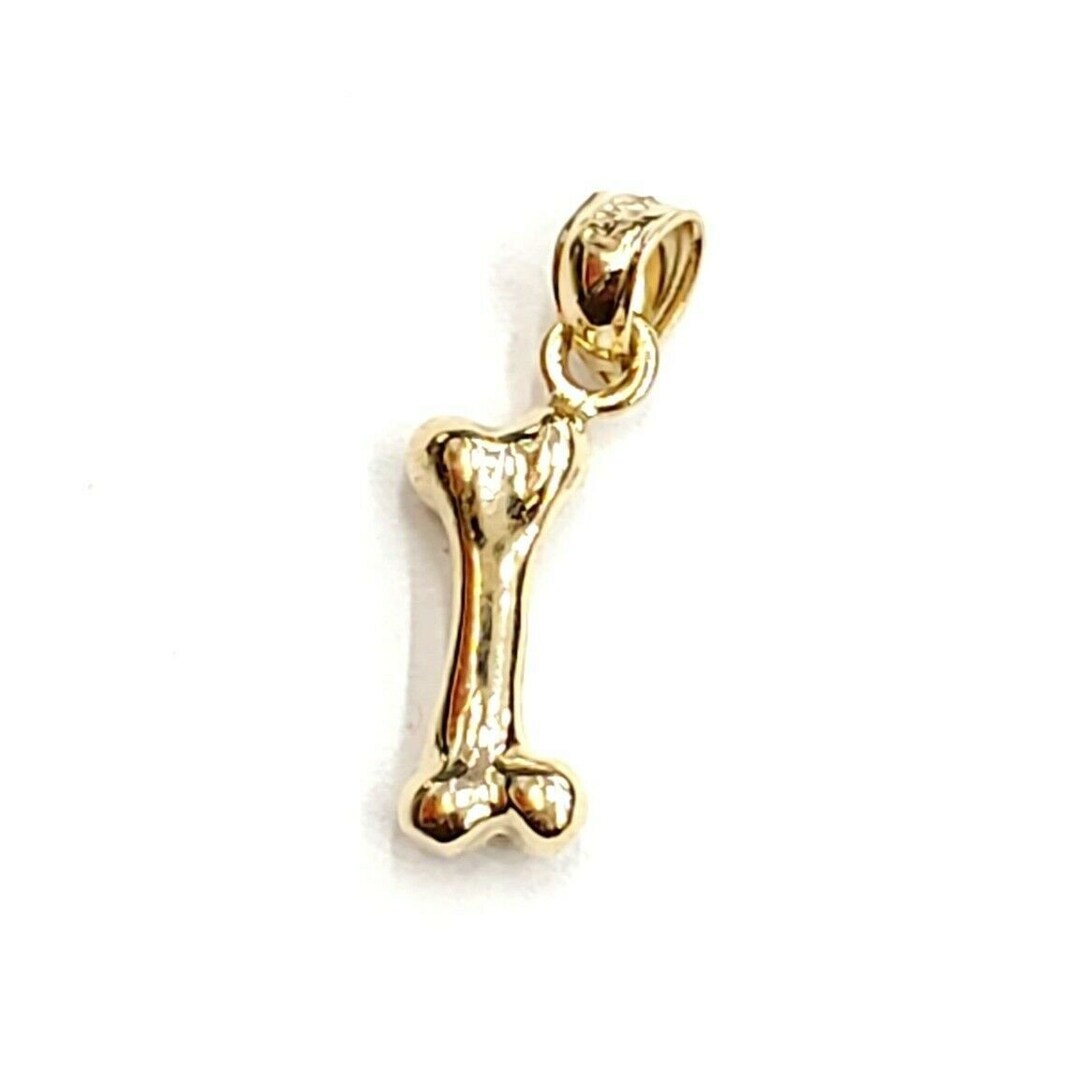 14k Yellow Gold Solid Dog Bone 3D Pendant Charm Fine Jewelry Gift ...