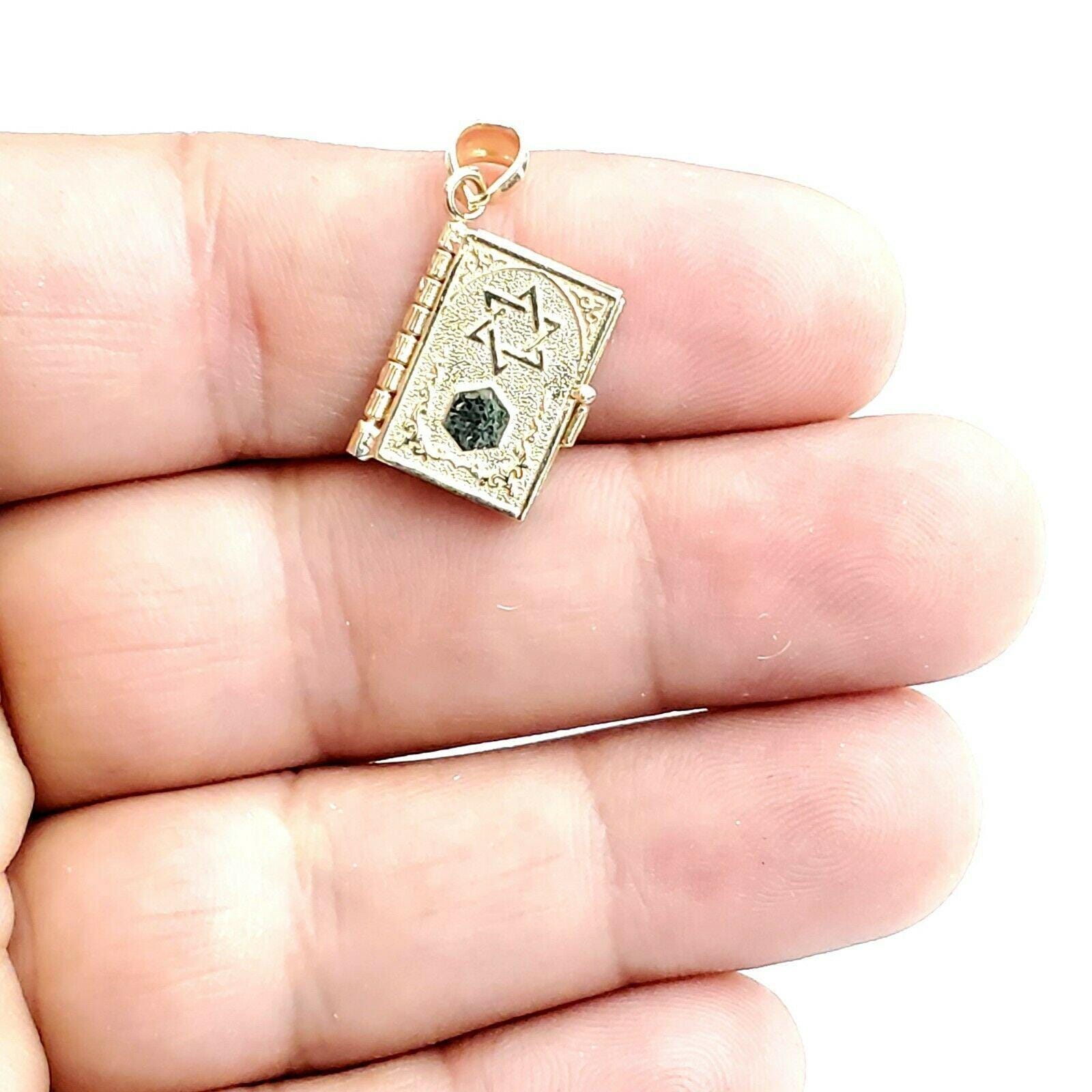 14k Yellow Gold Ten Commandments Book Star of David Chay Jewish Pendant ...