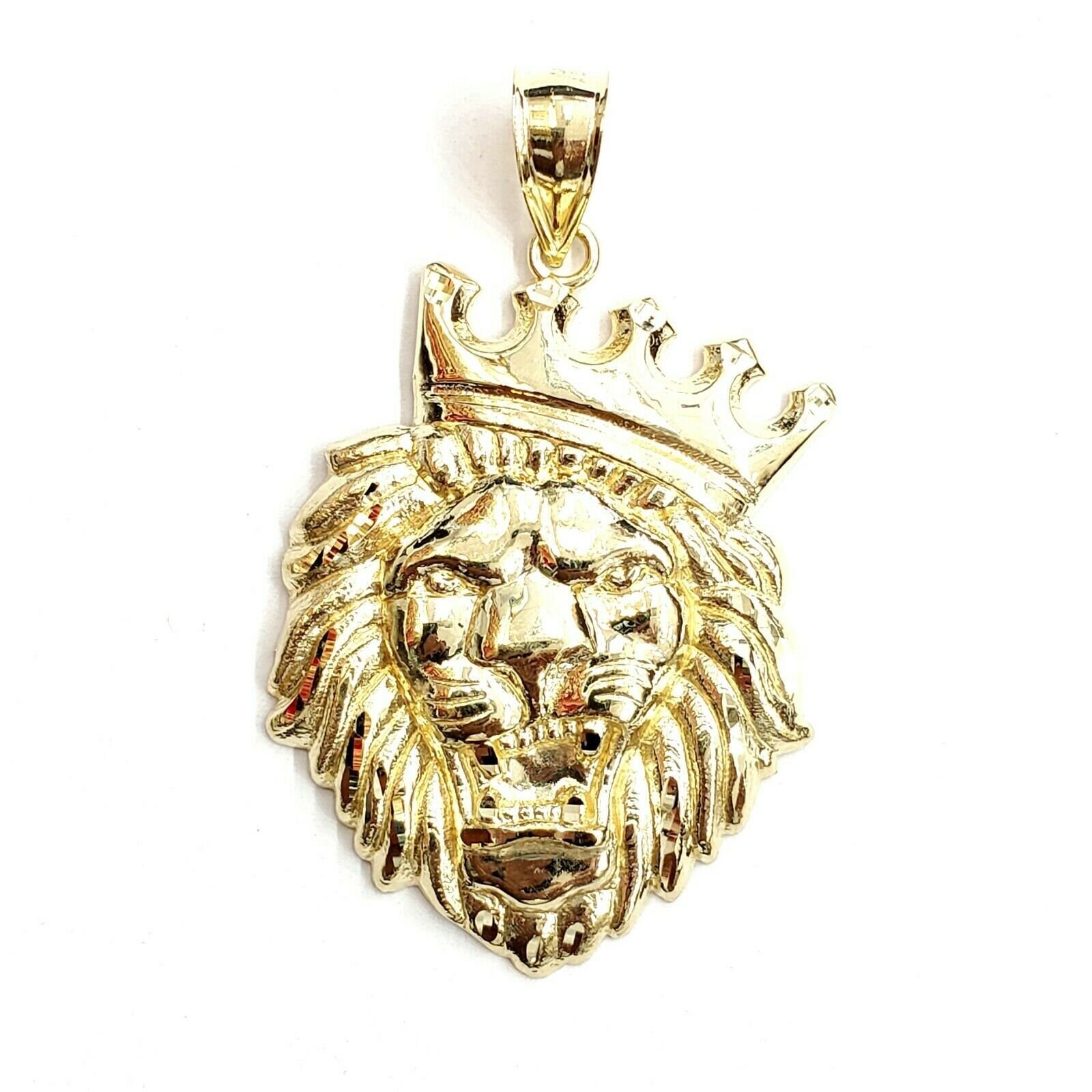 10k Yellow Gold Lion Head Face Crown Leo Zodiac Pendant Charm | Etsy