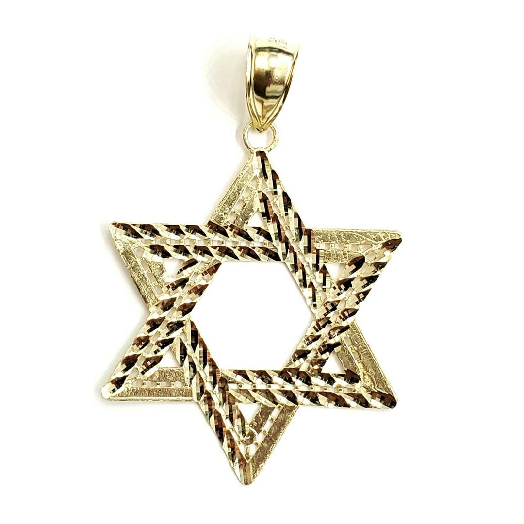 10k Yellow Gold Star of David Jewish Israel Charm Pendant Religious ...
