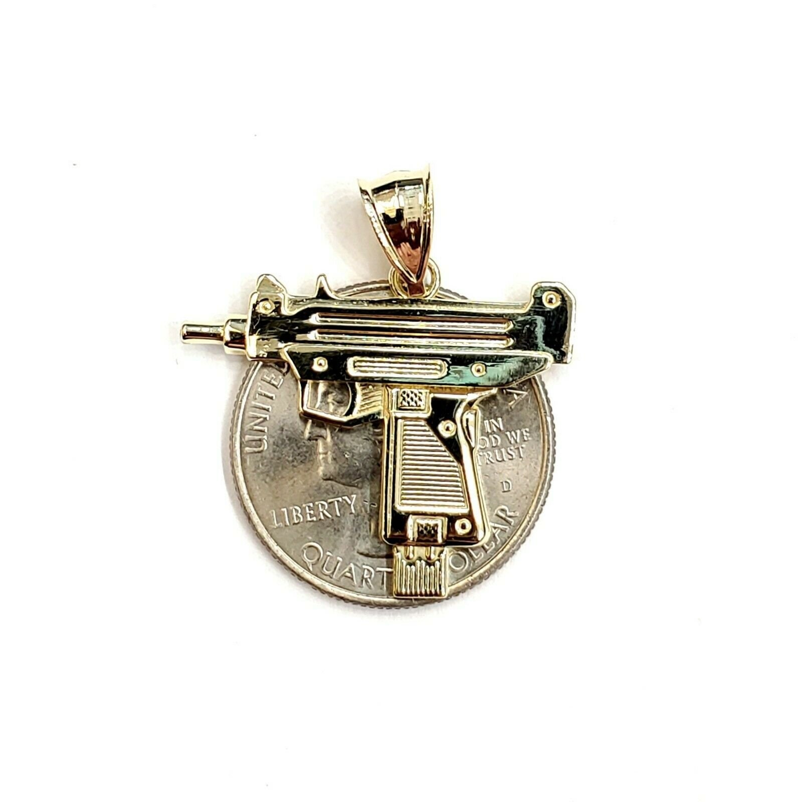 10k Yellow Gold Solid Uzi Machine Gun Pendant Charm Gift Male | Etsy