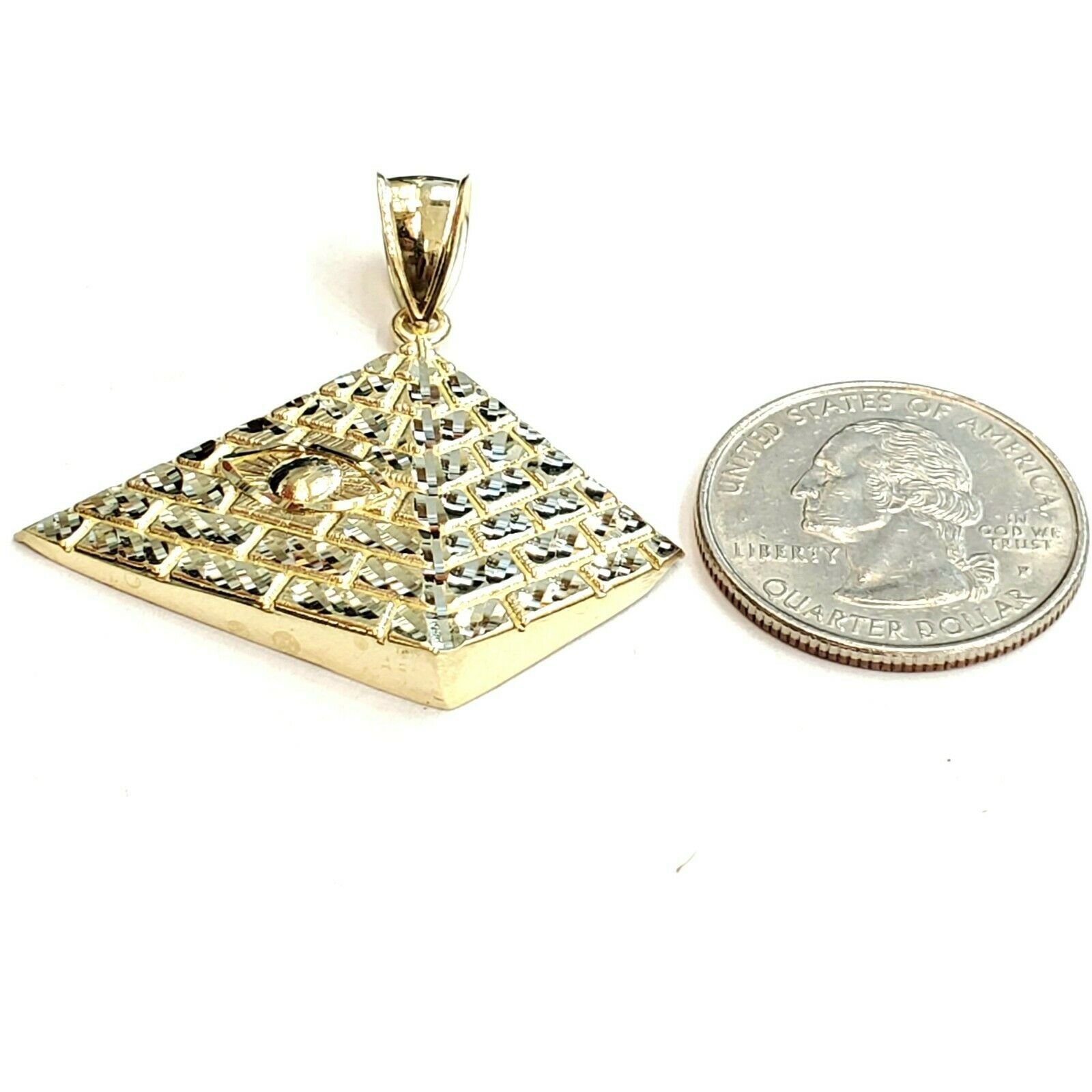 10k Yellow Solid Gold Egyptian Pyramid Eye Pendant Diamond Cut | Etsy
