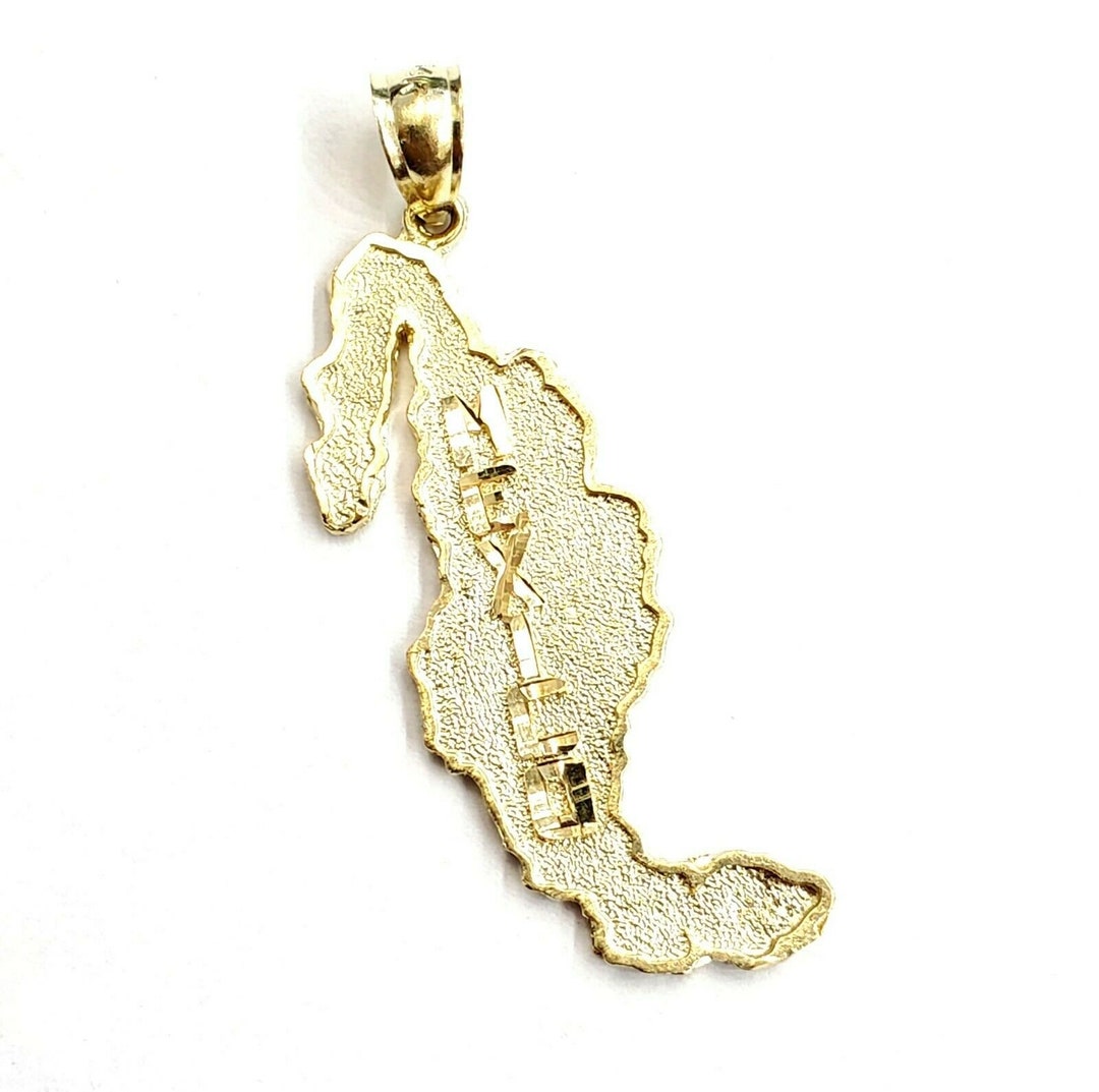 14k Yellow Gold Mexico Outline Map Pendant Charm Fine Gift Jewelry ...