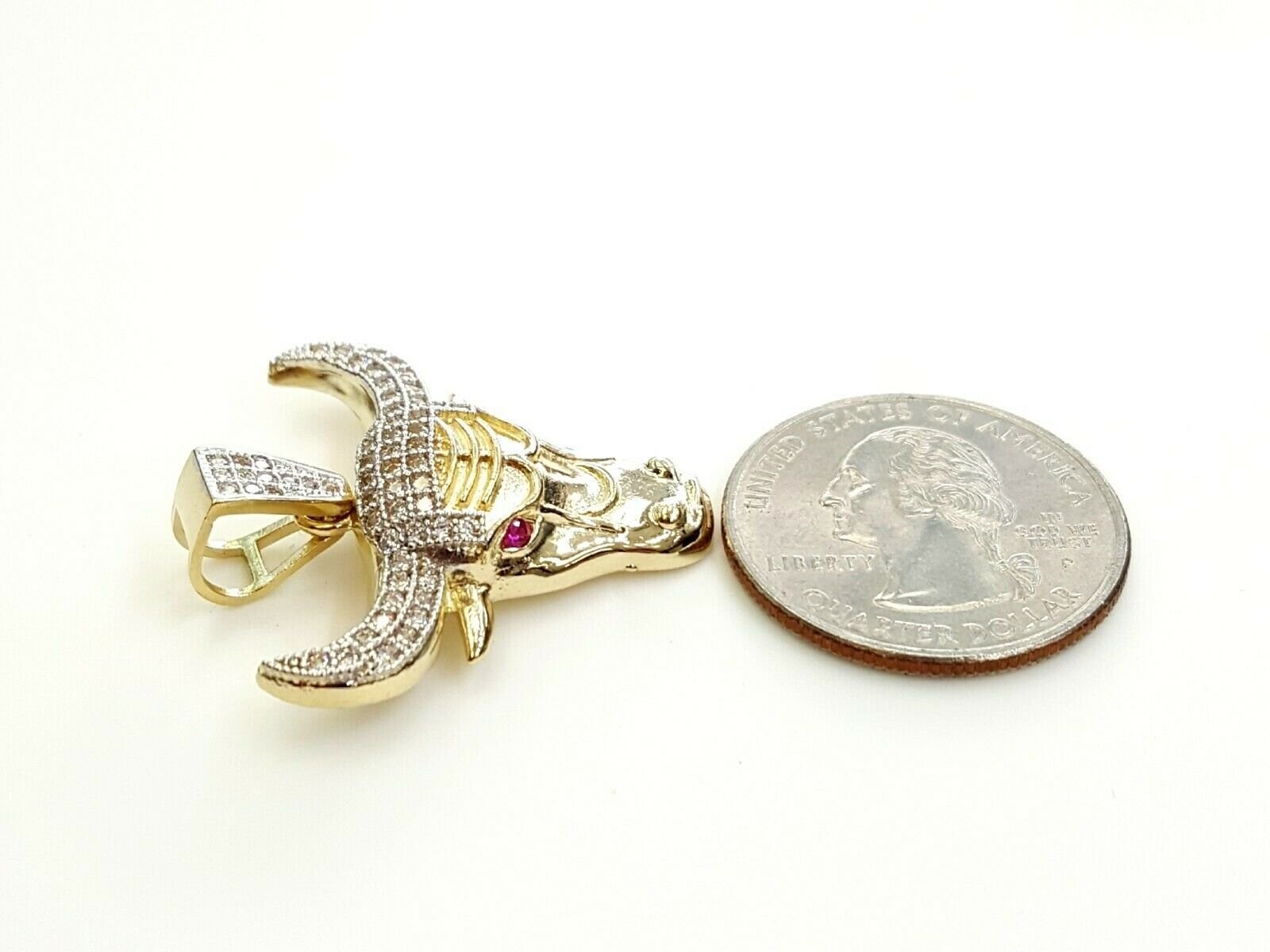 14k yellow Gold Taurus bull zodiac Pendant charm zirconia fine | Etsy