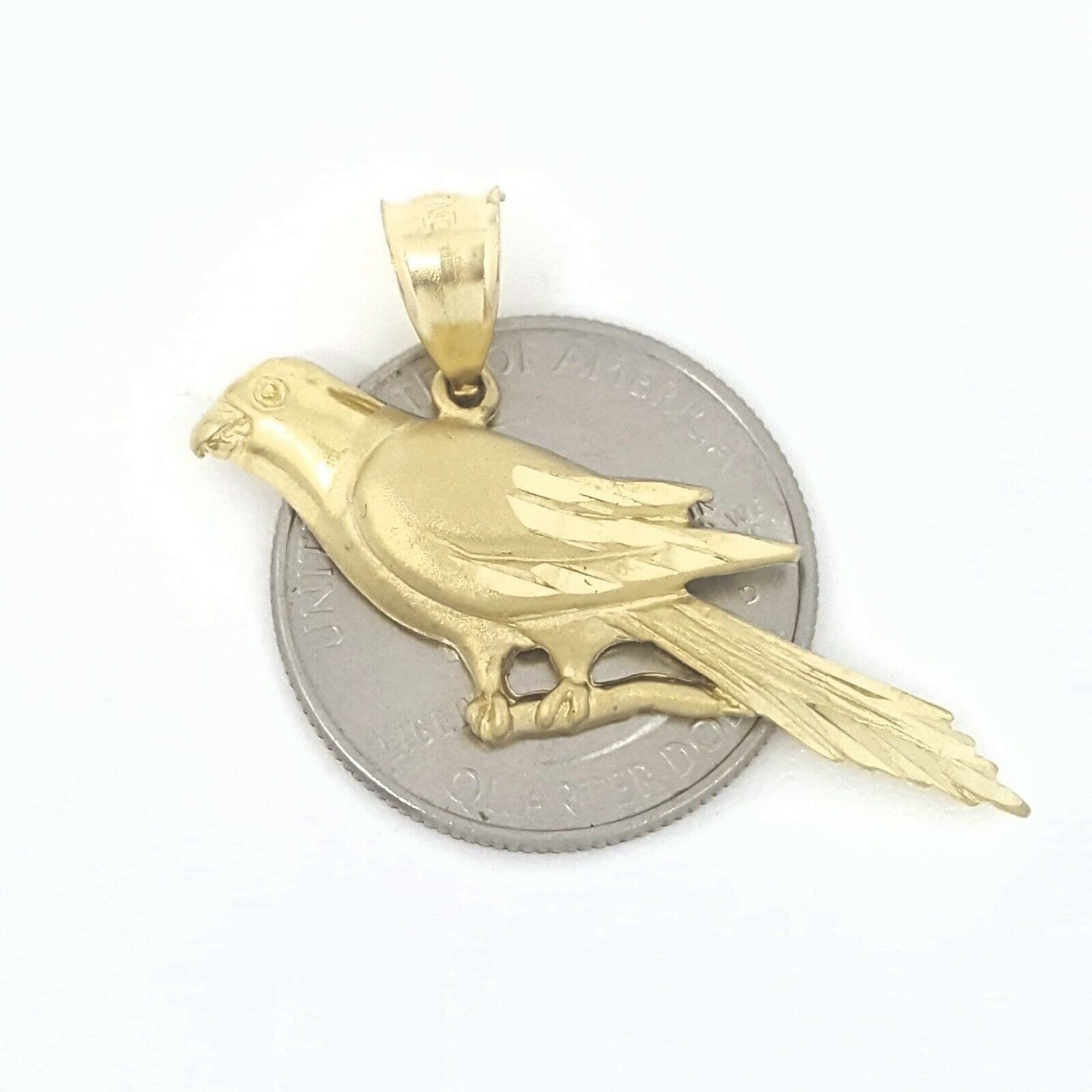 New 14k yellow Gold parrot bird Pendant charm gift fine | Etsy