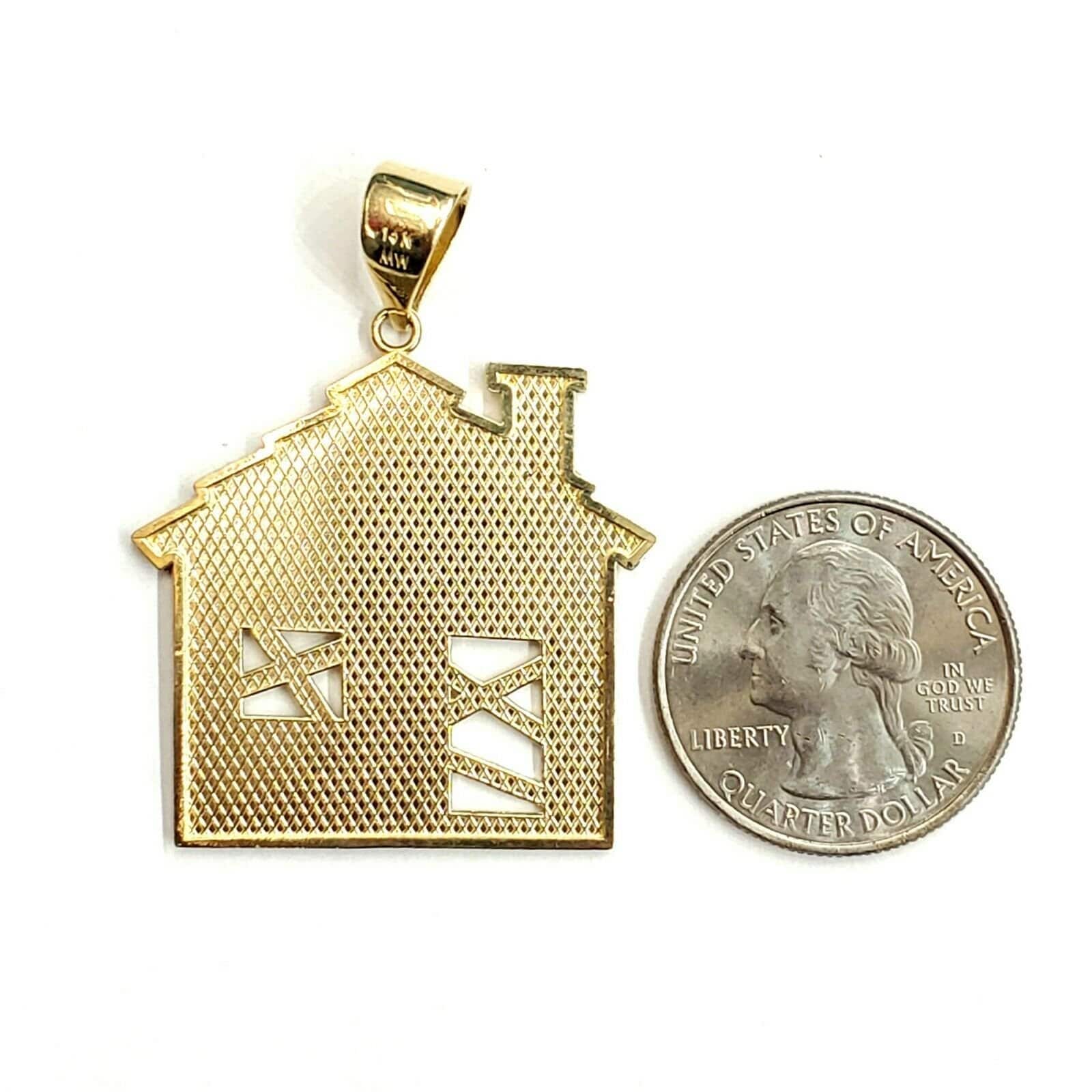 New 14k Yellow Gold Trap House Pendant Charm Diamond Cut Gift | Etsy